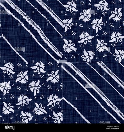 Indigo Blue Batik Butterfly Dyed Effect Texture Background Seamless