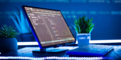 Work From Home Programmer Coding Code On Notebook Screen At Home