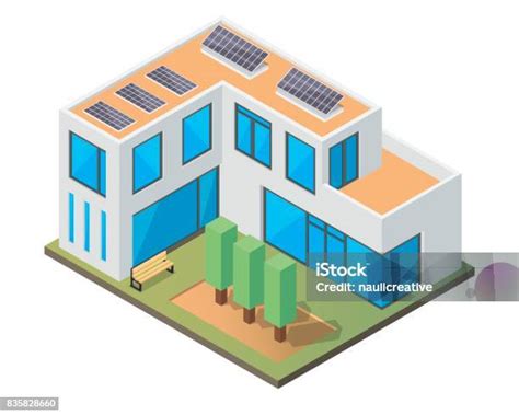 현대 에코 친화적인 태양 전지 패널 럭셔리 아이소메트릭 하우스 그림 0명에 대한 스톡 벡터 아트 및 기타 이미지 0명 3차원 형태 개념 Istock