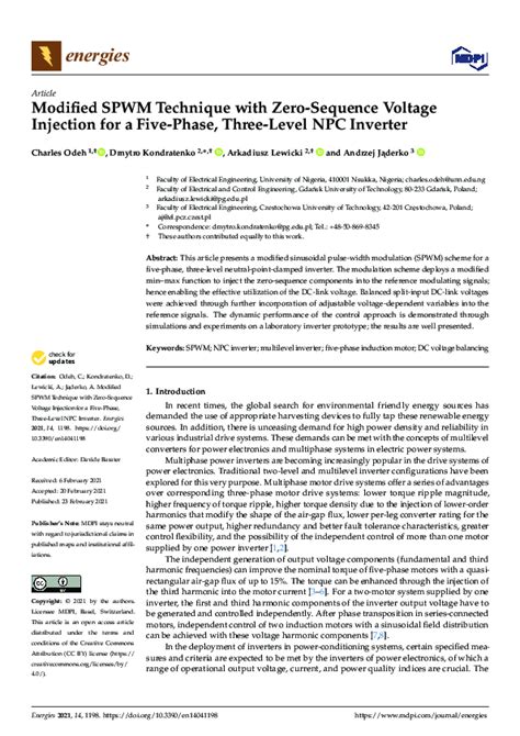 Pdf Modified Spwm Technique With Zero Sequence Voltage Injection For