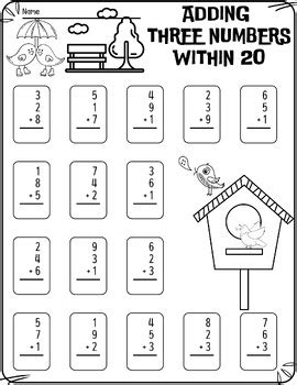 Spring Adding Three Numbers Within 20 3 Addends Worksheets By Super Cat
