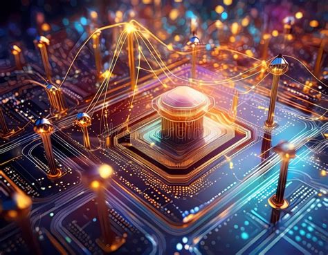 Futuristic Central Processor Unit Powerful Quantum Cpu On Pcb