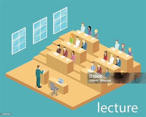 이소메트릭 플랫 3d 컨셉 벡터 인테리어 대학 강당 3차원 형태에 대한 스톡 벡터 아트 및 기타 이미지 3차원 형태 강단 개념 Istock