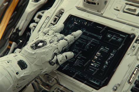 Premium Photo Detailed View Of A Robotic Arm Navigating Complex Controls Inside A Spacecraft