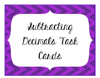 Subtracting Decimal Task Cards By Reth S Resources TPT