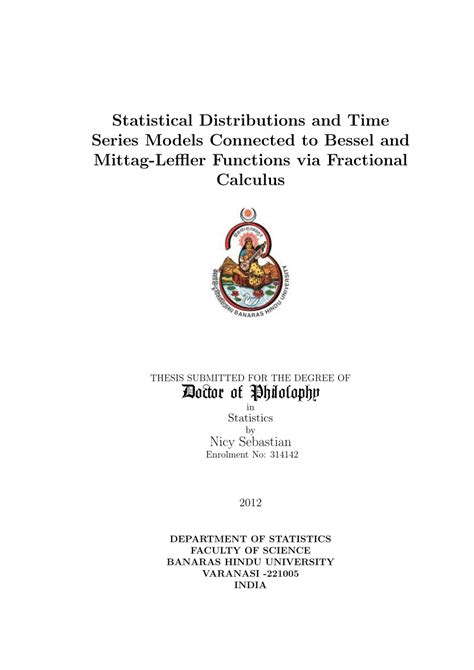 Pdf Statistical Distributions And Time Series Models Connected To