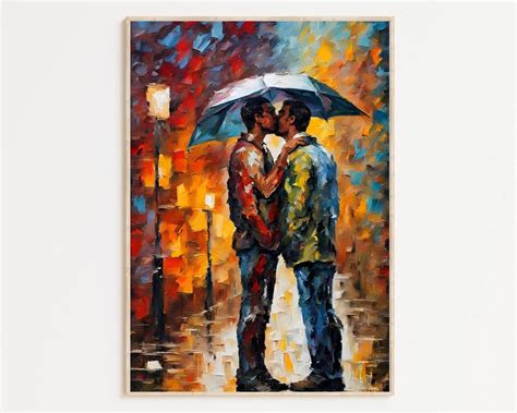 Gay Art Print Gay Couple Lgbtq Wall Poster Home Decor Wall Art Gay