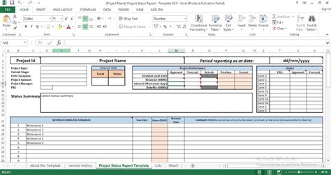 Project Status Report Template In Excel
