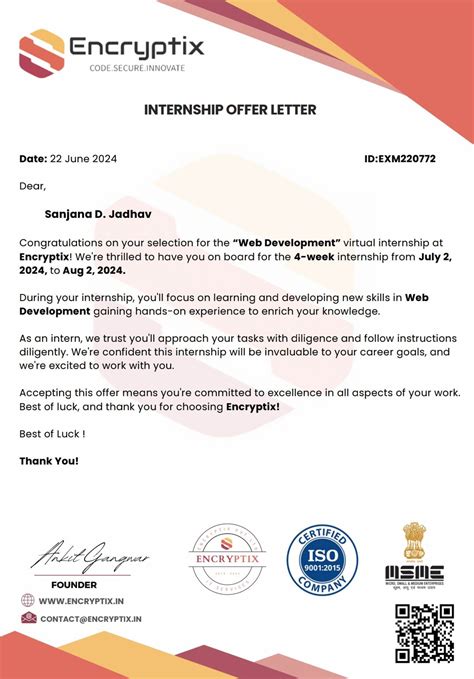 Sanjana Jadhav On Linkedin Encryptix Internship Webdev