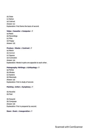Important Solved Analogy For Any Test Preparation PDF
