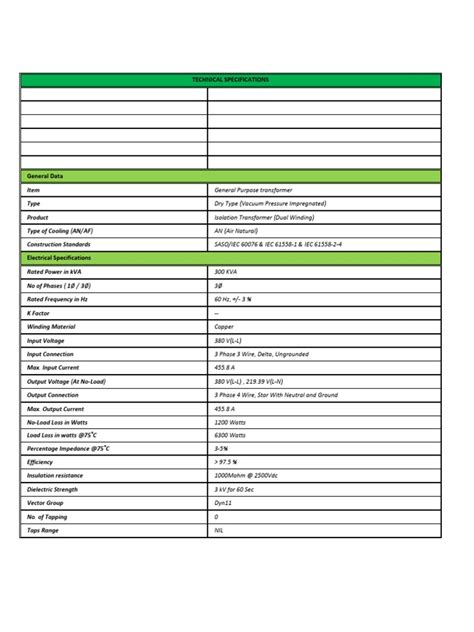 300kva 3ph Isolation Transformer Pdf Transformer Quantity