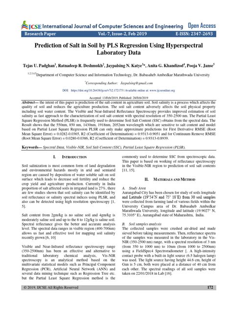 Hyperspectral Laboratory Data Pdf Spectroscopy Regression Analysis