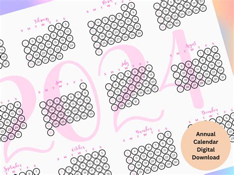 2024 Yearly Calendar Printable Checkbox 2024 Calendar Checklist One Page Pink Annual Calendar