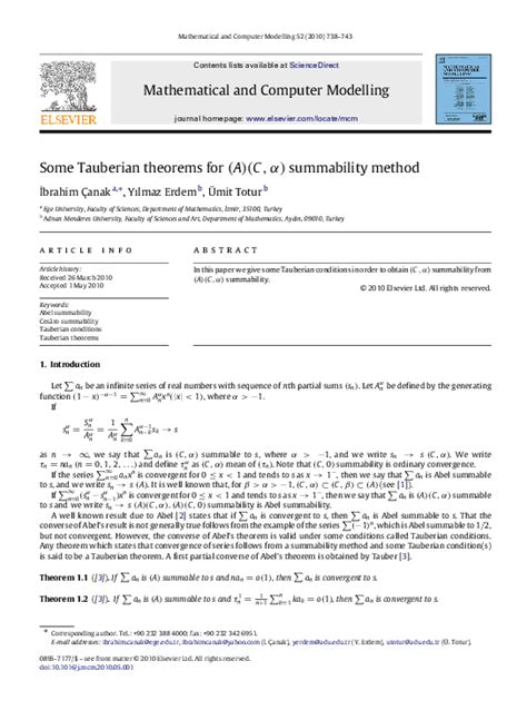 Pdf Some Tauberian Theorems For Summability Method