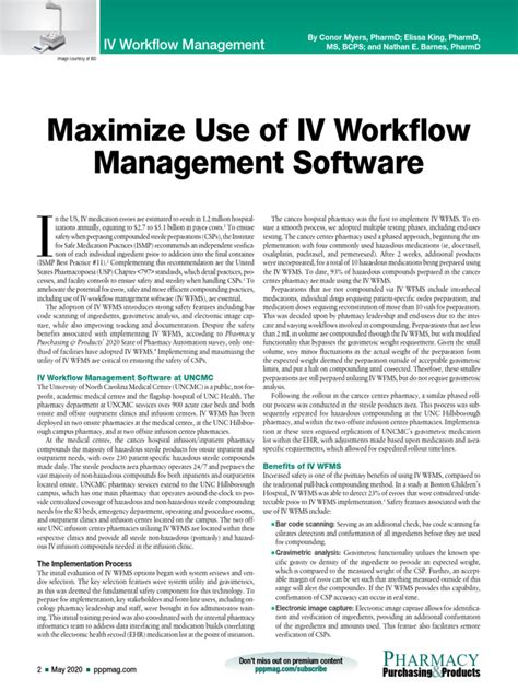 Maximize Use Of Iv Workflow Management Software Pdf Pharmacy Electronic Health Record