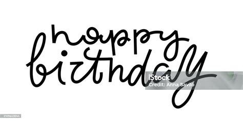 Happy Birthday Cute Calligraphy Handwriting Word Cursive Type Stock Illustration Download