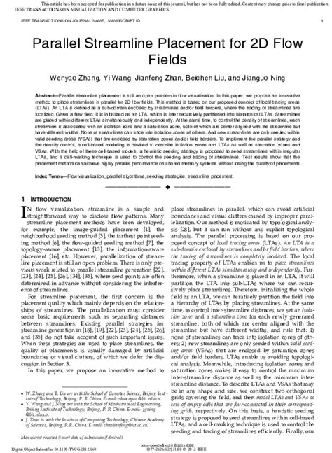 Pdf Parallel Streamline Placement For 2d Flow Fields