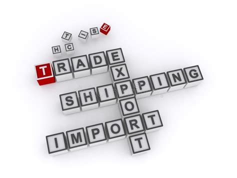 Trade Shipping Export Import Word Block On White Stock Illustration