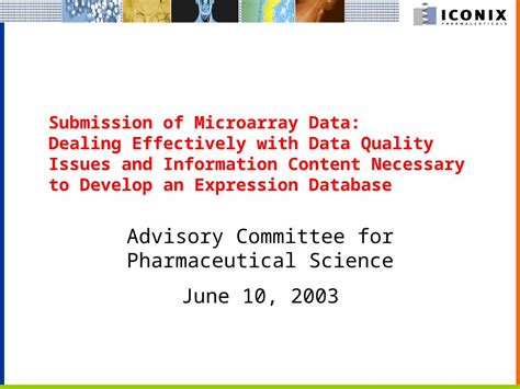 Ppt Submission Of Microarray Data Dealing Effectively With Data