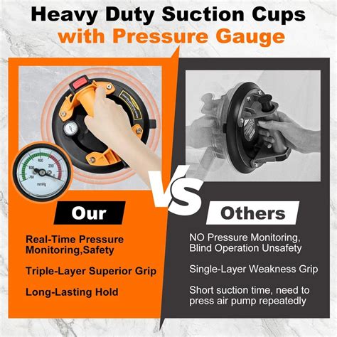2 Pack 8 Glass Suction Cups With Pressure Gauge Heavy Duty Vacuum