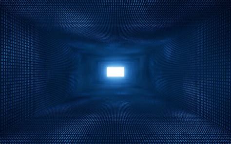 Premium Ai Image Dark Blue Digital Cyberspace Tunnel 3d Rendering