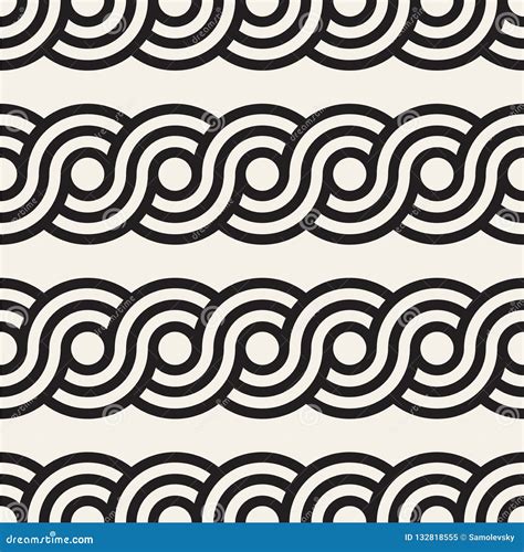 Vector Seamless Rounded Interlacing Lines Pattern Modern Stylish Abstract Texture Stock Vector