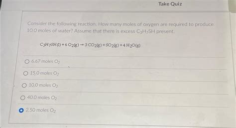 solved consider the following reaction how many moles of