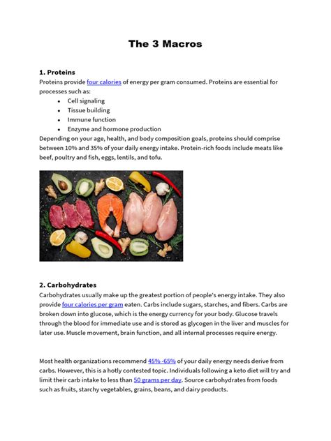 The 3 Macros Pdf Food Energy Foods