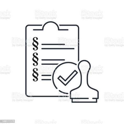 승인된 새로운 규범 및 표준이 포함된 지침 규제 문서 적응에 도움이됩니다 벡터 선형 아이콘은 흰색 배경에 분리되어 있습니다 개념에 대한 스톡 벡터 아트 및 기타 이미지