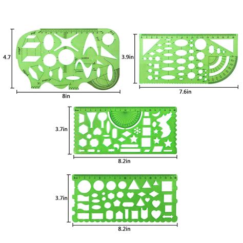 10 Pieces Drawings Templates Stencils Measuring