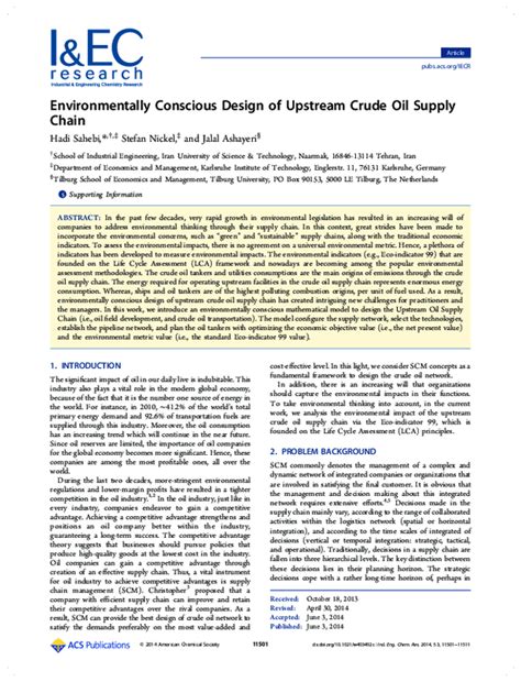 Pdf Environmentally Conscious Design Of Upstream Crude Oil Supply Chain