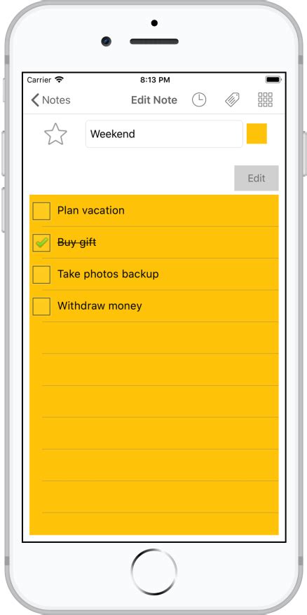 Iphoneipad App Checklist Sticky Notes On Your Phone With Notezilla