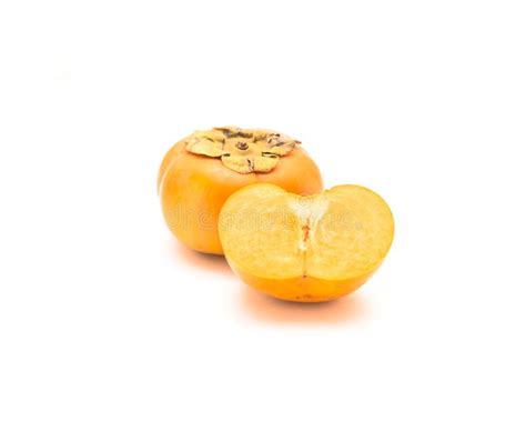 Ripe Fuyu Persimmon Isolated On White Background Stock Image Image Of Agriculture Closeup