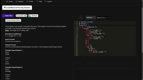 Skillrack Daily Test 24112023 String Triangle Pattern
