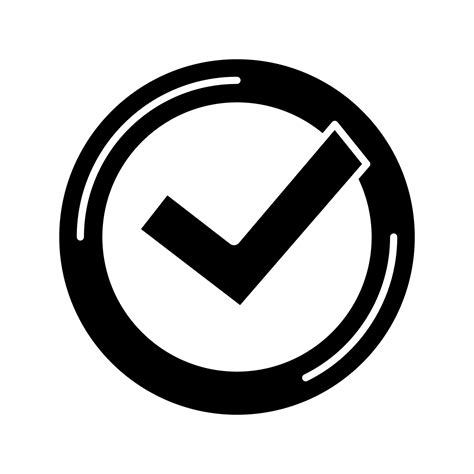 Checkmark Glyph Icon Successfully Tested Tick Mark Silhouette Symbol Negative Space Quality