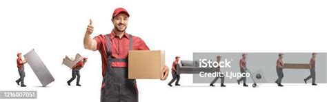 가전 제품 및 가구를 운반하는 상자와 이무대를 들고 있는 작업자 이삿짐 옮기는 사람에 대한 스톡 사진 및 기타 이미지 이삿짐 옮기는 사람 배달 가구 Istock