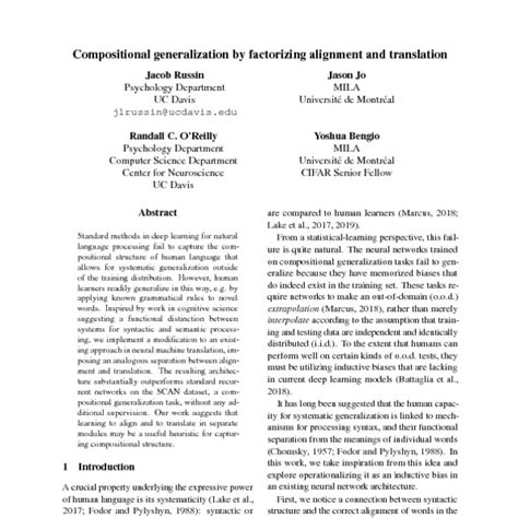 Compositional Generalization By Factorizing Alignment And Translation