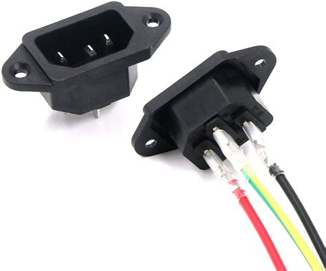Iec 320 C14 Male 3 Pins Screw Mount Inlet Ac Power Plug Adapter
