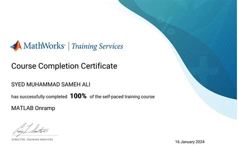 Completed Matlab Onramp Course Syed Muhammad Sameh Ali Posted On The