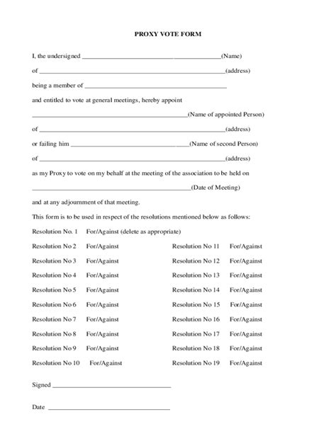 Fillable Online Vote By Proxy Sample Clauses Law Insider Fax Email Print PdfFiller