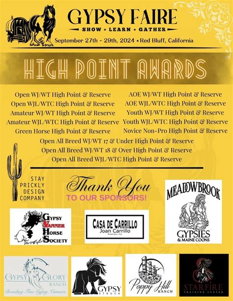 Class List Gypsy Faire Show