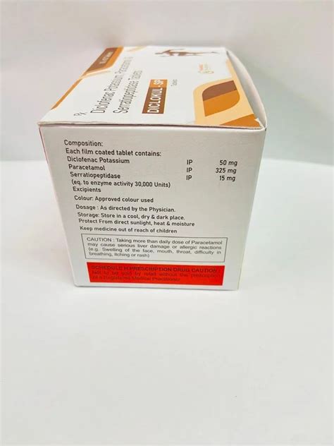 Diclokul Sp Tab Diclofenac Paracetamol Serratiopeptidase At ₹ 900 Box