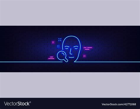 Face Search Line Icon Head Recognition Sign Neon Vector Image