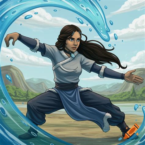 Katara Waterbending In A Snowy Landscape Illustration Style On Craiyon