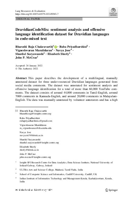 Pdf Dravidiancodemix Sentiment Analysis And Offensive Language