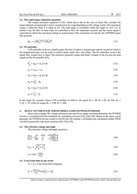 Direct Torque Control Of Non Salient Pole Afpmsms With Svpwm Inverter Pdf