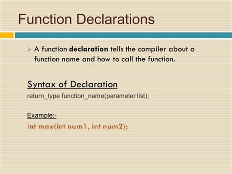 function definition need declaration definition arguments return