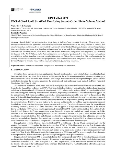 Pdf Dns Of Gas Liquid Stratified Flow Using Second Order Finite