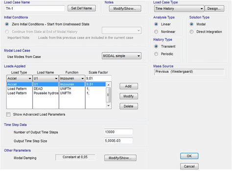 How To Perform A Time History Analysis With Sap 2000 By Including Dead Load Et Live Load
