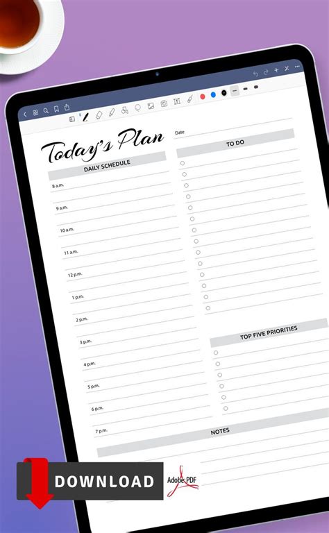A Tablet With The Text Today S Plan On It Next To A Cup Of Coffee